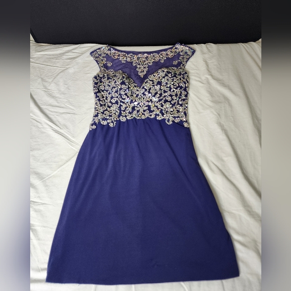 Hannah S | Dresses | Hannah S Style No 2742 Navy Illusion Sweetheart Beaten Neckline Fully ...